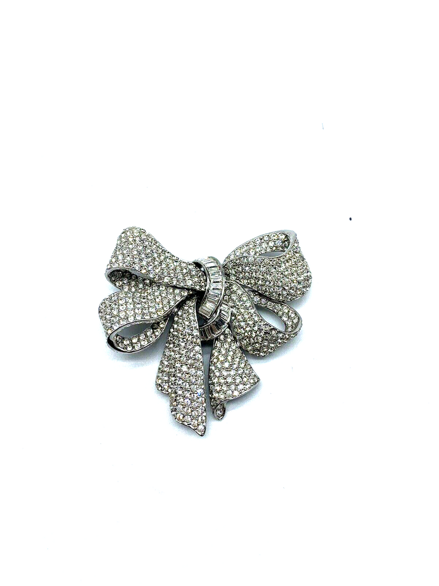 Large crystal Ciner 60s rhinestone bow pin – Sophia's Gallery